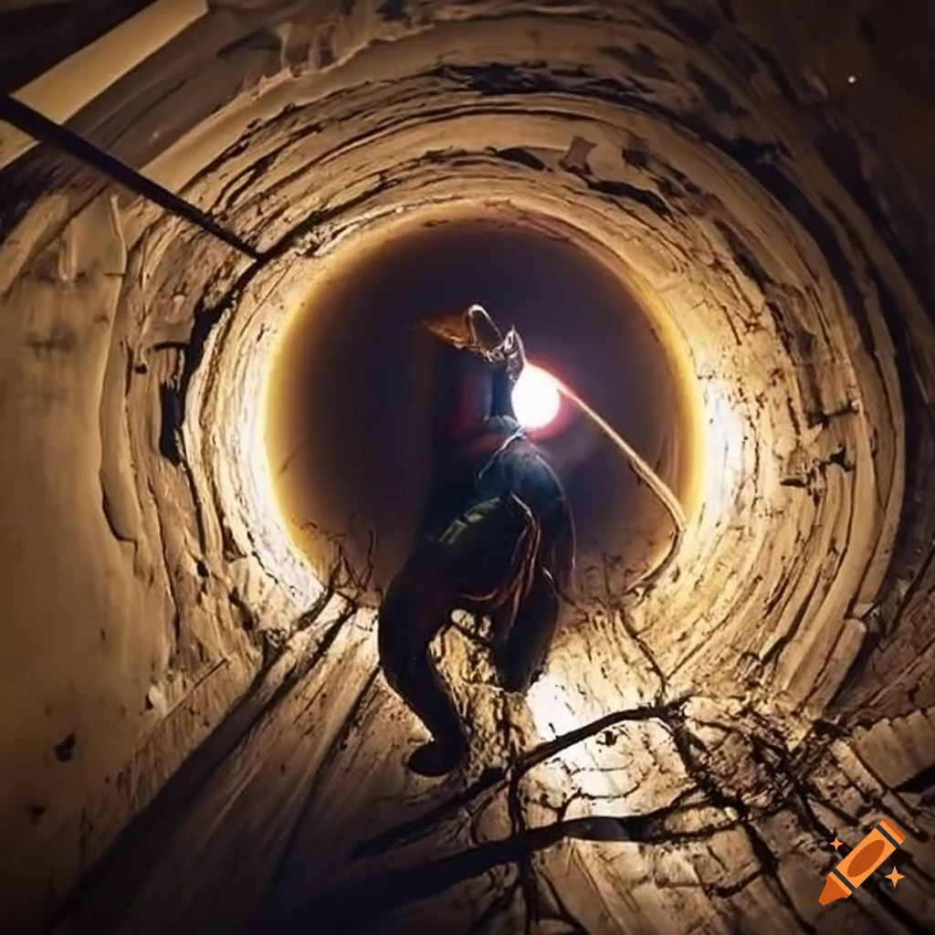 Climbing out of a pit with an obstacle in the way on Craiyon