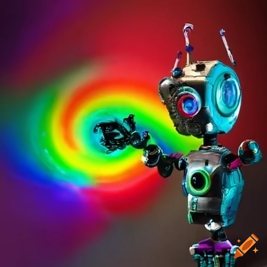 Robot painting a rainbow on Craiyon