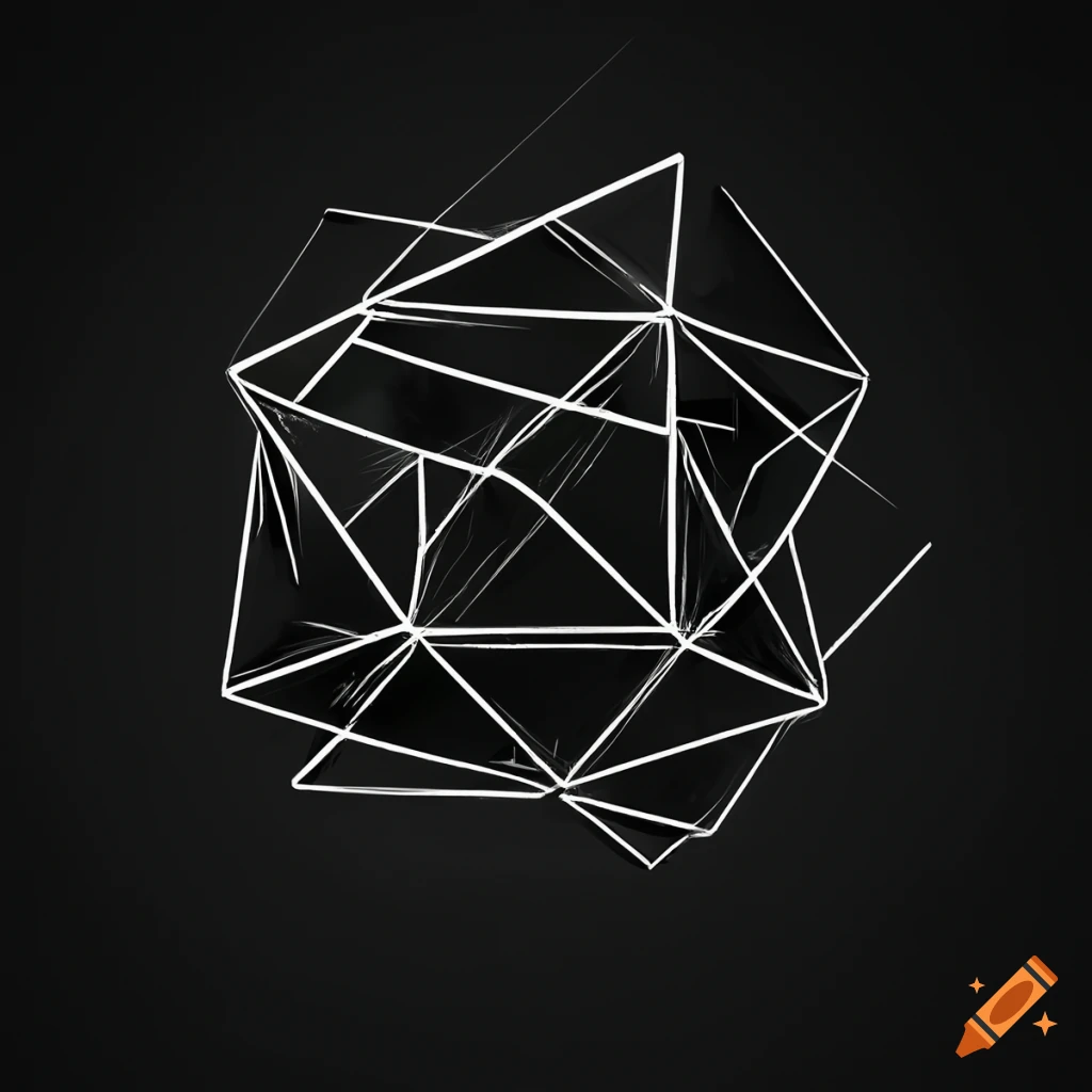 4D cube in strong black line drawing style on Craiyon