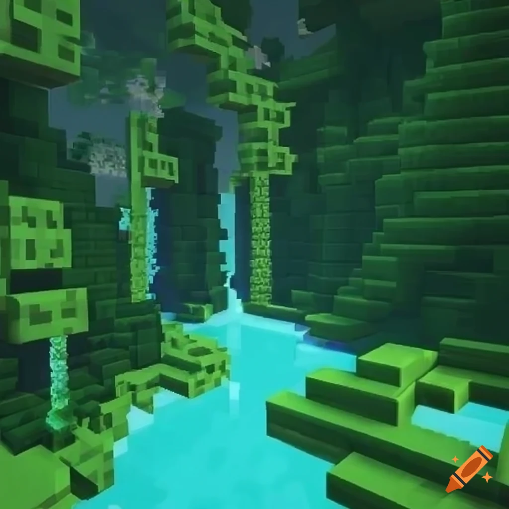 Minecraft lush cave scene on Craiyon