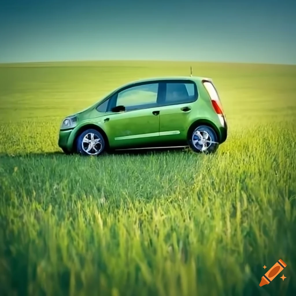 Green skoda citigo in a grass field on Craiyon