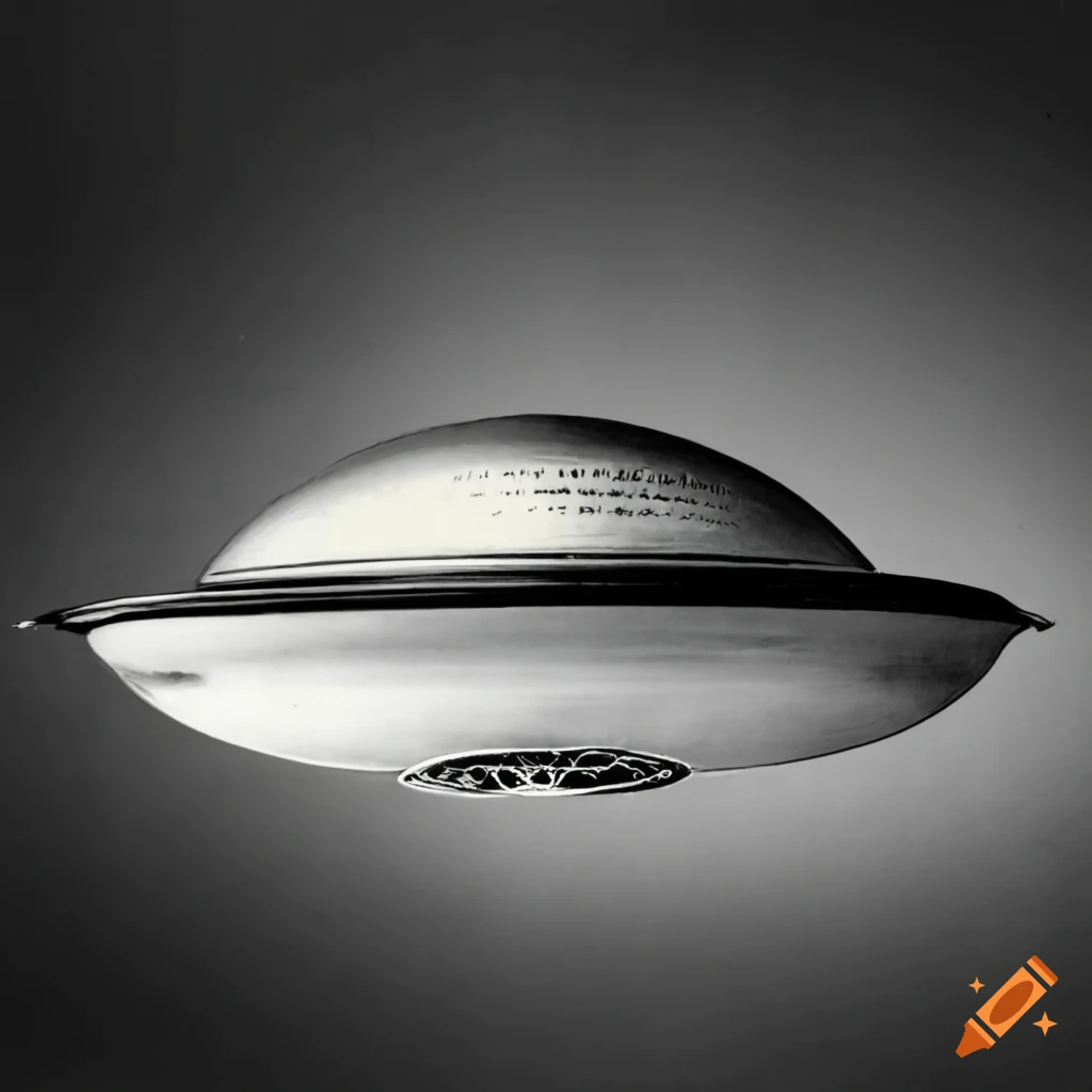 Vintage flying saucer illustration from the 1940s on Craiyon