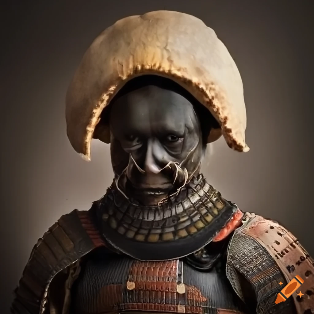 Samurai mushroom hybrid wearing armor on Craiyon