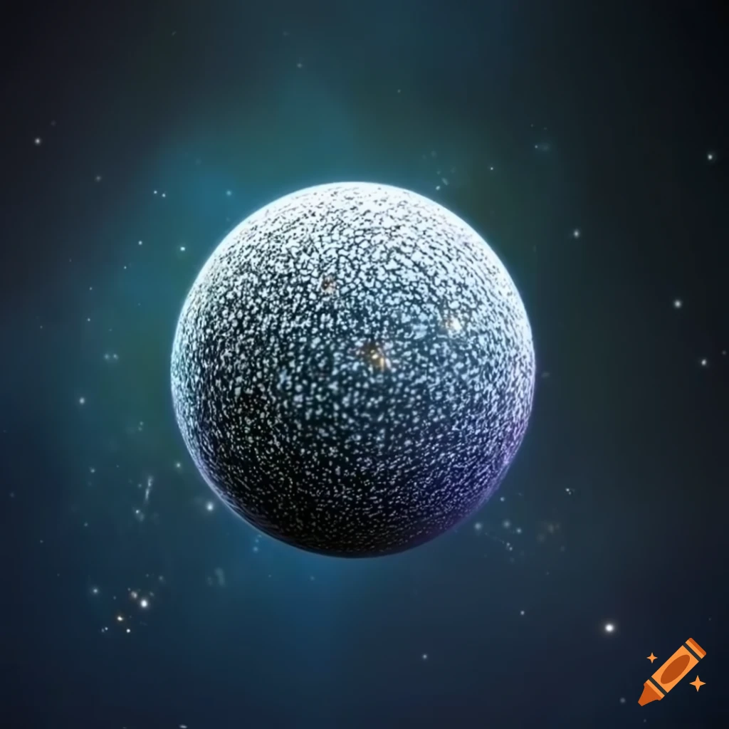 Sphere of identical particles floating in space with individual ...