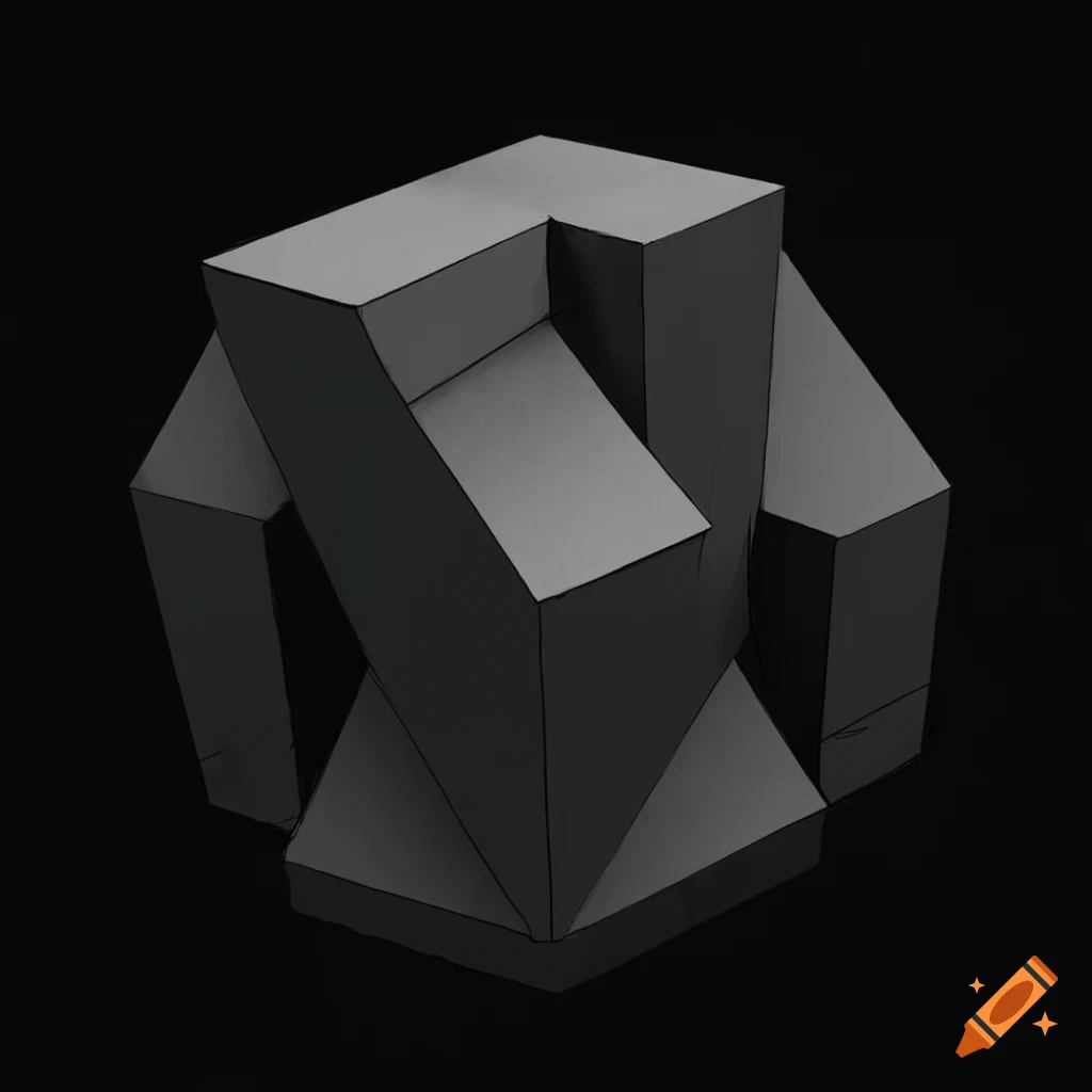 Abstract 4d cube in intricate black line drawing on Craiyon