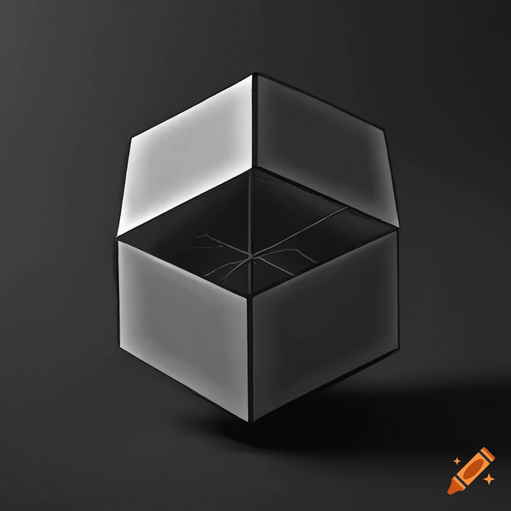 4d cube in strong black line drawing on Craiyon