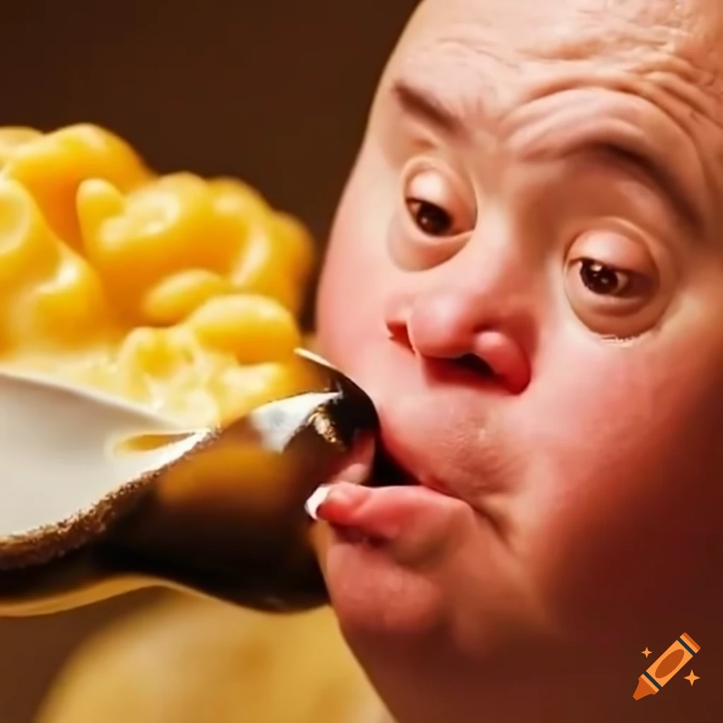 Person enjoying mac and cheese on Craiyon