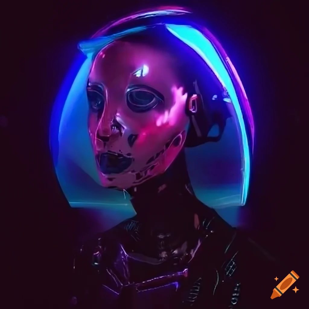 Cyberpunk cyborg at a 50-degree view on Craiyon