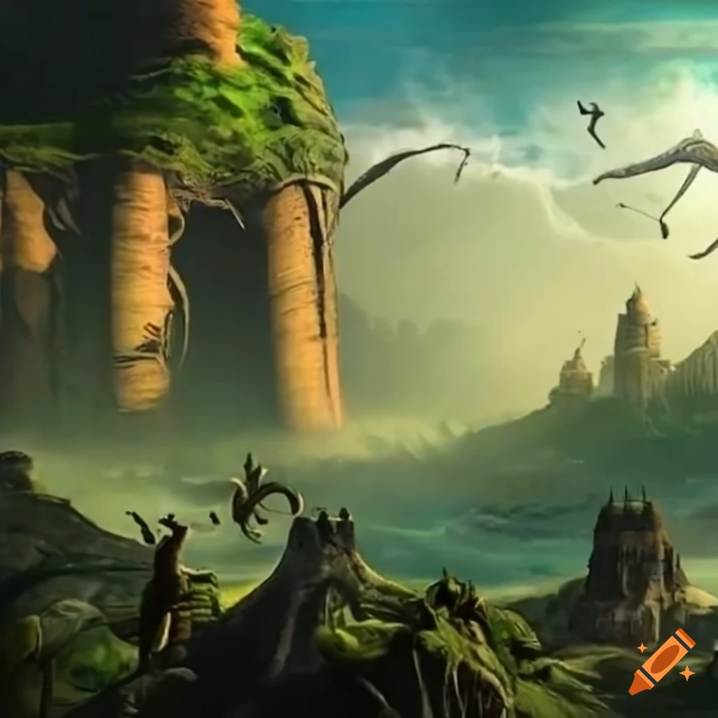 Imagining a highly advanced Jurassic civilization on Craiyon