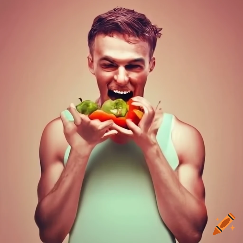 Man eating vegetables on Craiyon