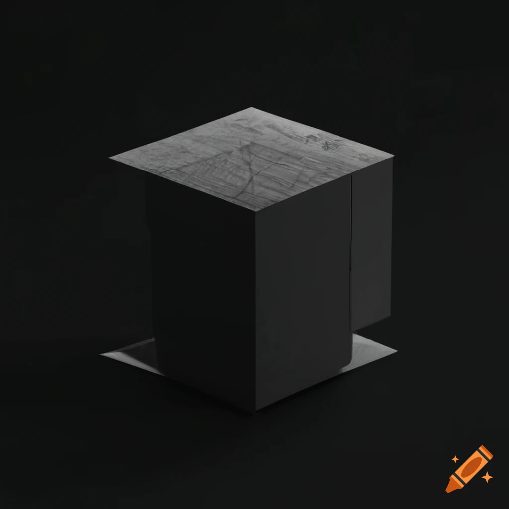 4d cube in strong black line drawing style on Craiyon