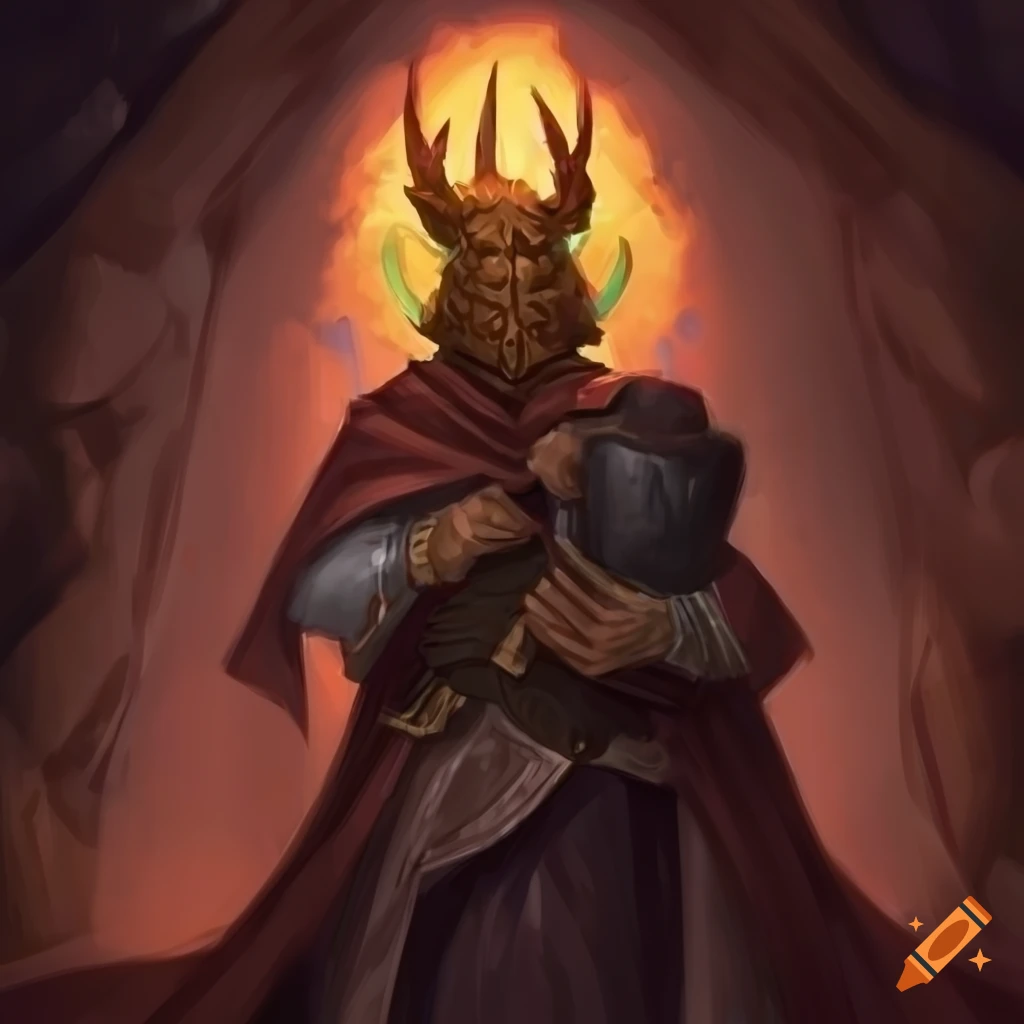 Dragonborn cleric worshiping his god in a fantasy setting on Craiyon