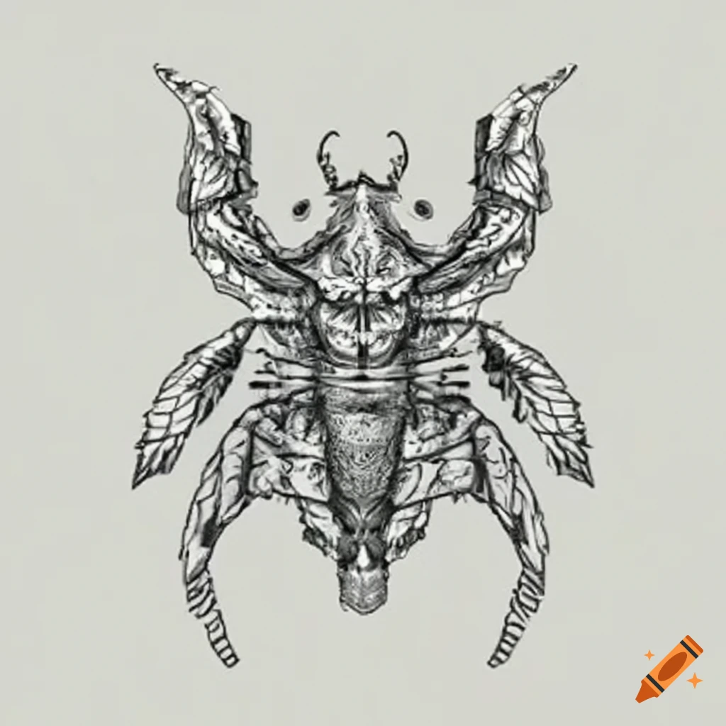 Intricately detailed large entomological beast on Craiyon