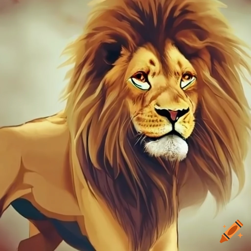 Brave roaring lion on Craiyon