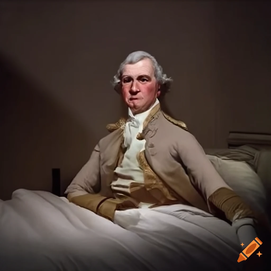 President James Madison sick in bed on Craiyon