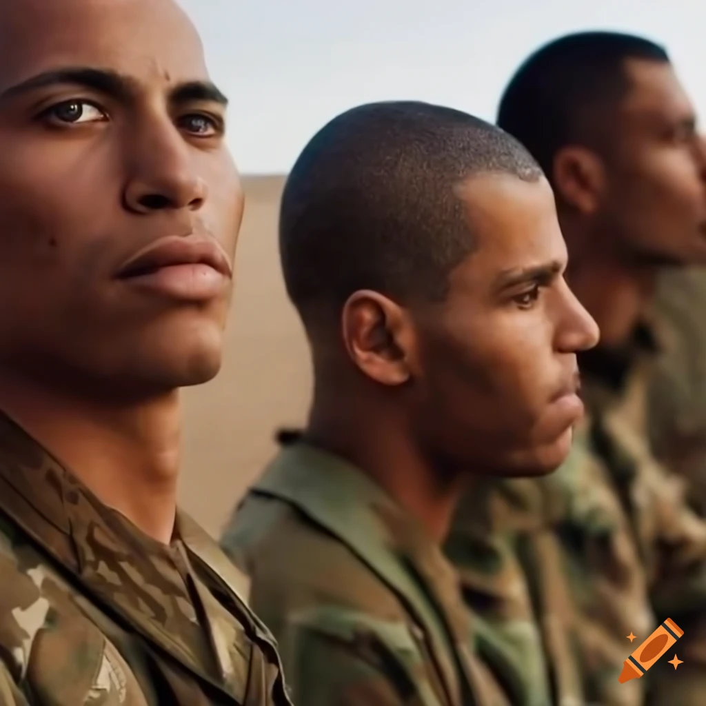 Army soldiers training in a desert military base on Craiyon
