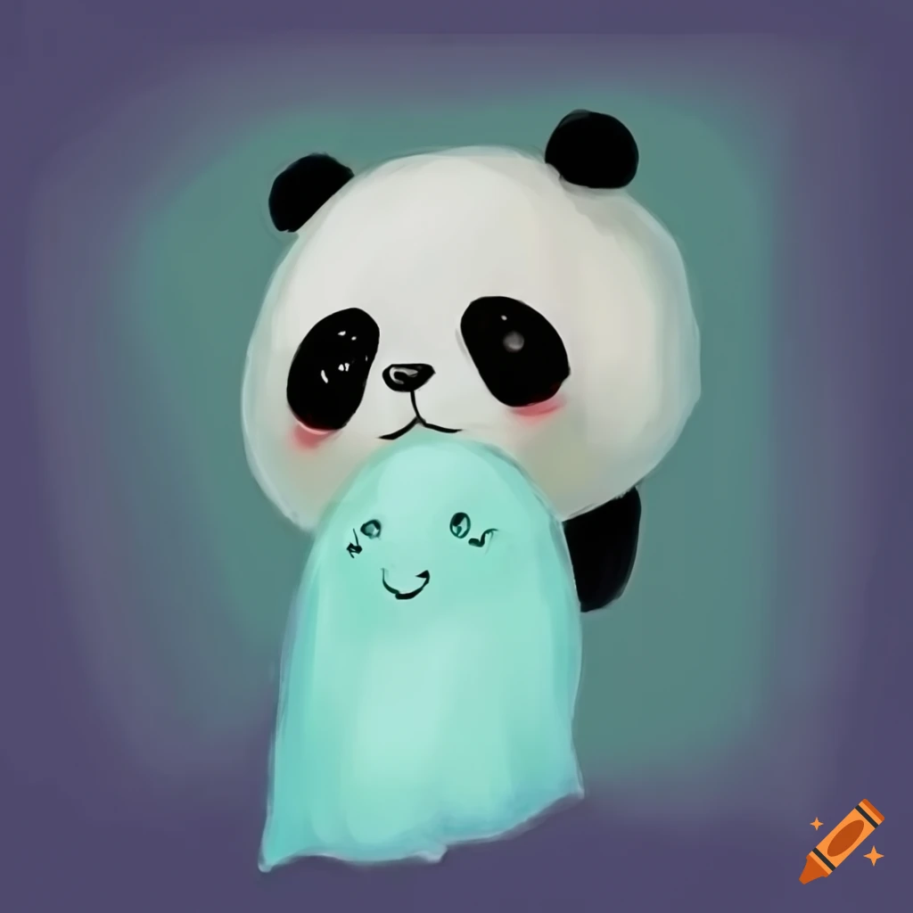 Cute panda and a ghost on Craiyon