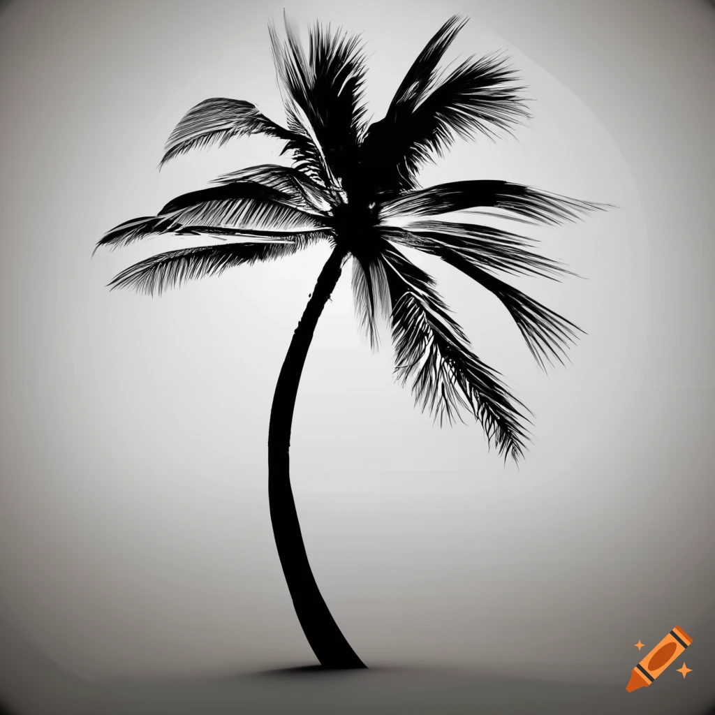 Miami palm tree silhouette on white background on Craiyon
