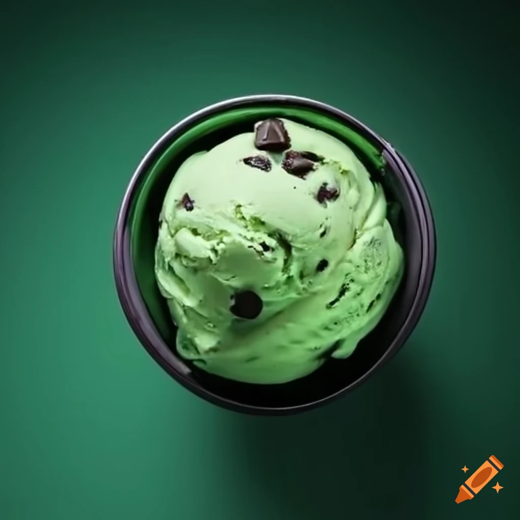 Mint chocolate chip ice cream with headphones on Craiyon