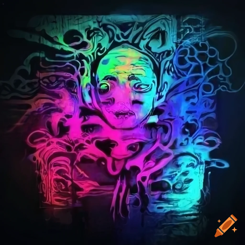 Logo design DJ WAC in trippy acid drip graffiti style on Craiyon