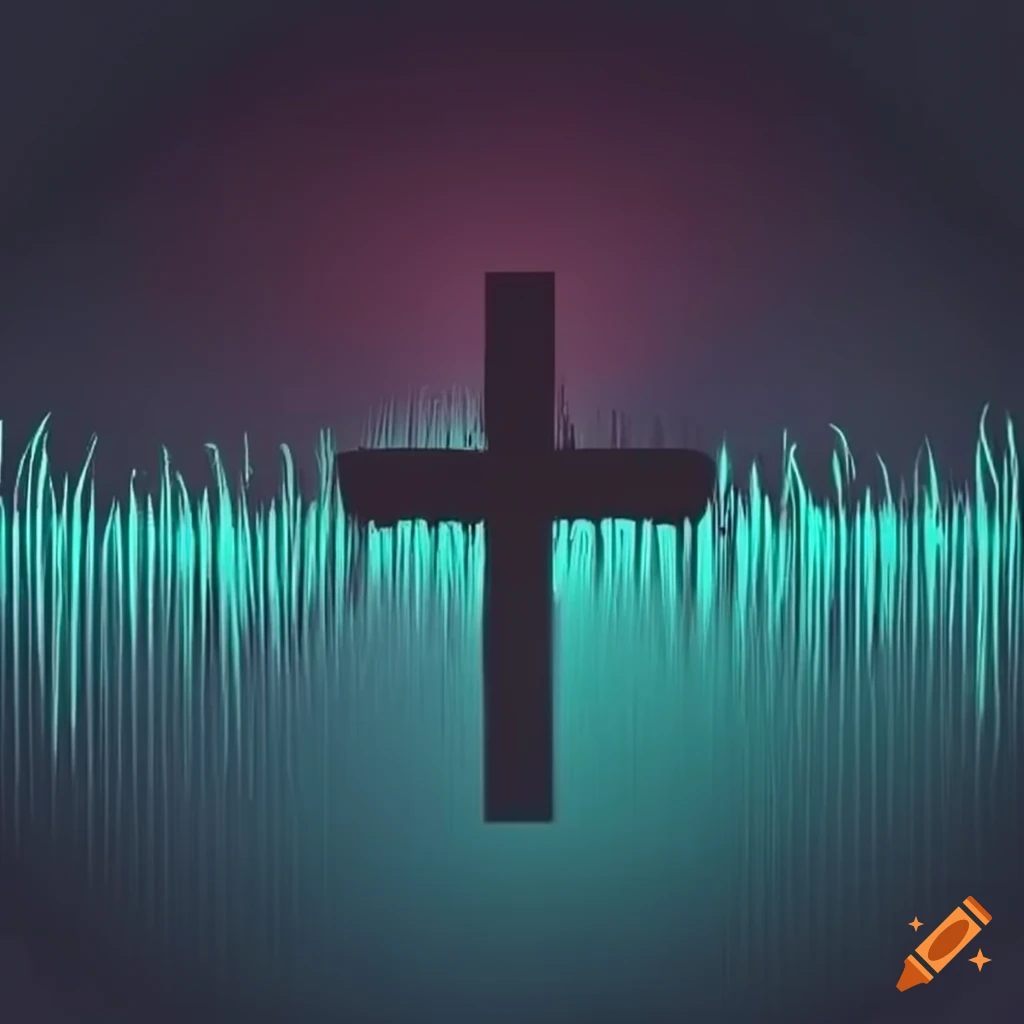 Sound wave art of a religious phrase with a cross on a black background ...