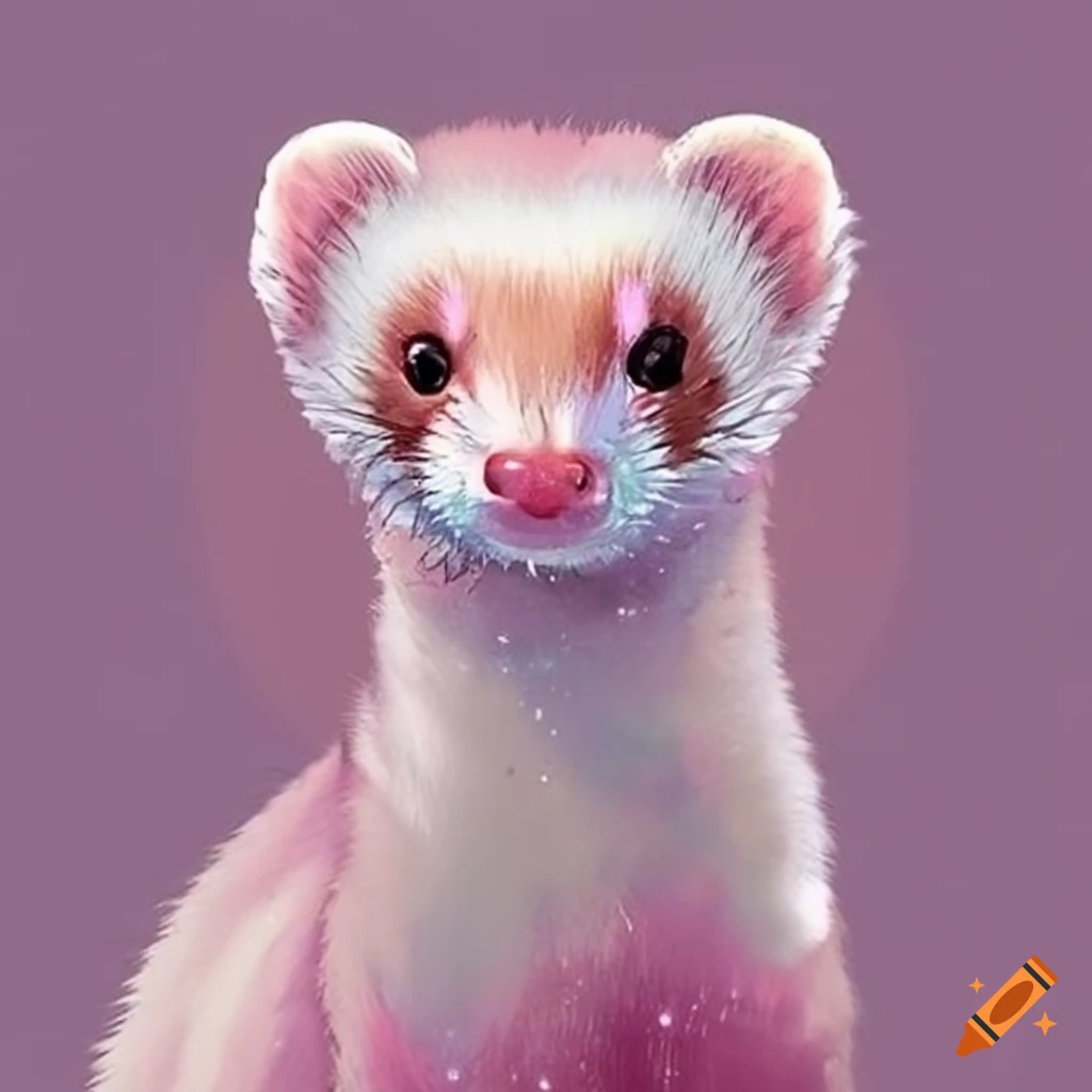 Ferret in light pink with watercolor effect on Craiyon