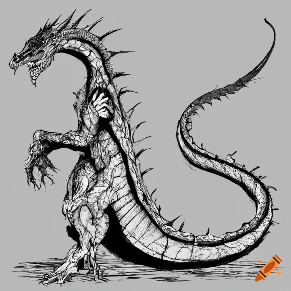 Colossal humanoid monster with a dragon-like head seen from a distance ...