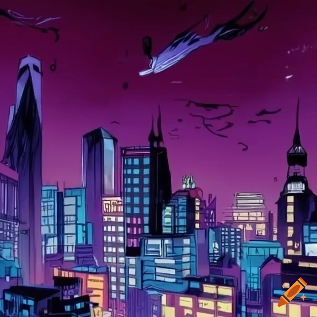 Metropolitan city in a 1990s cartoon style on Craiyon