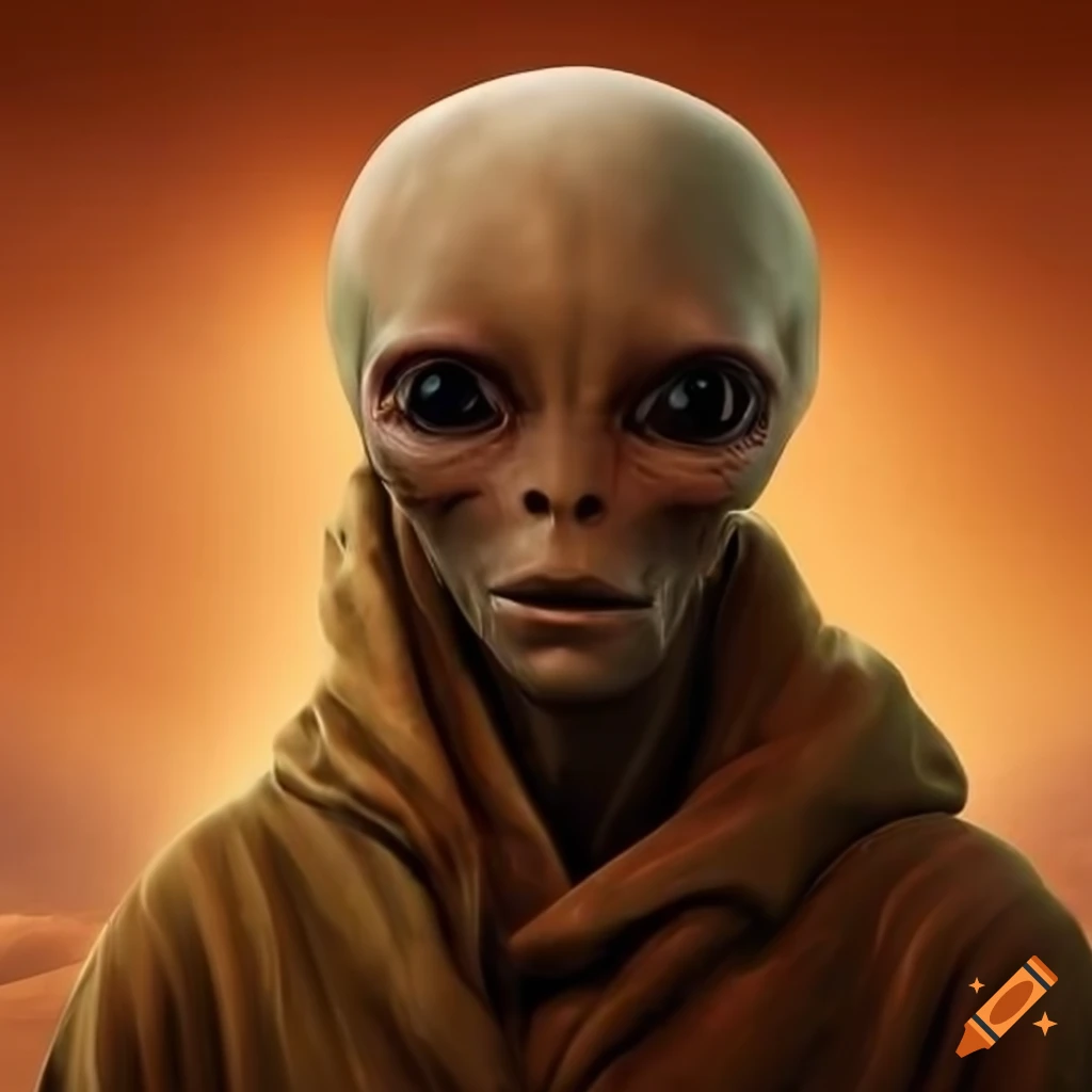 Realistic alien in a desert landscape on Craiyon