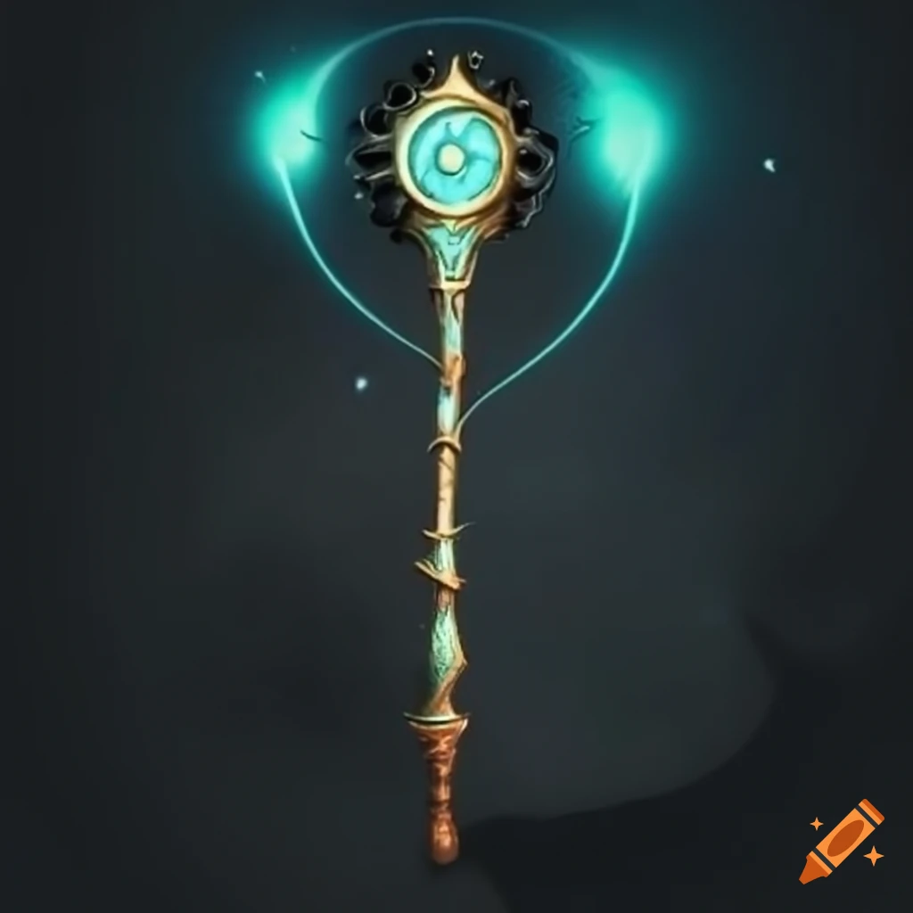 Mythic staff with magical properties on Craiyon