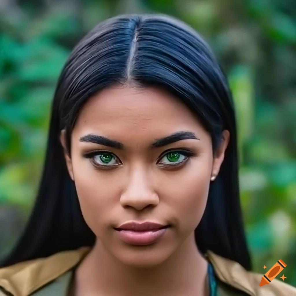 Portrait of a mixed race indigenous woman in explorer attire with ...