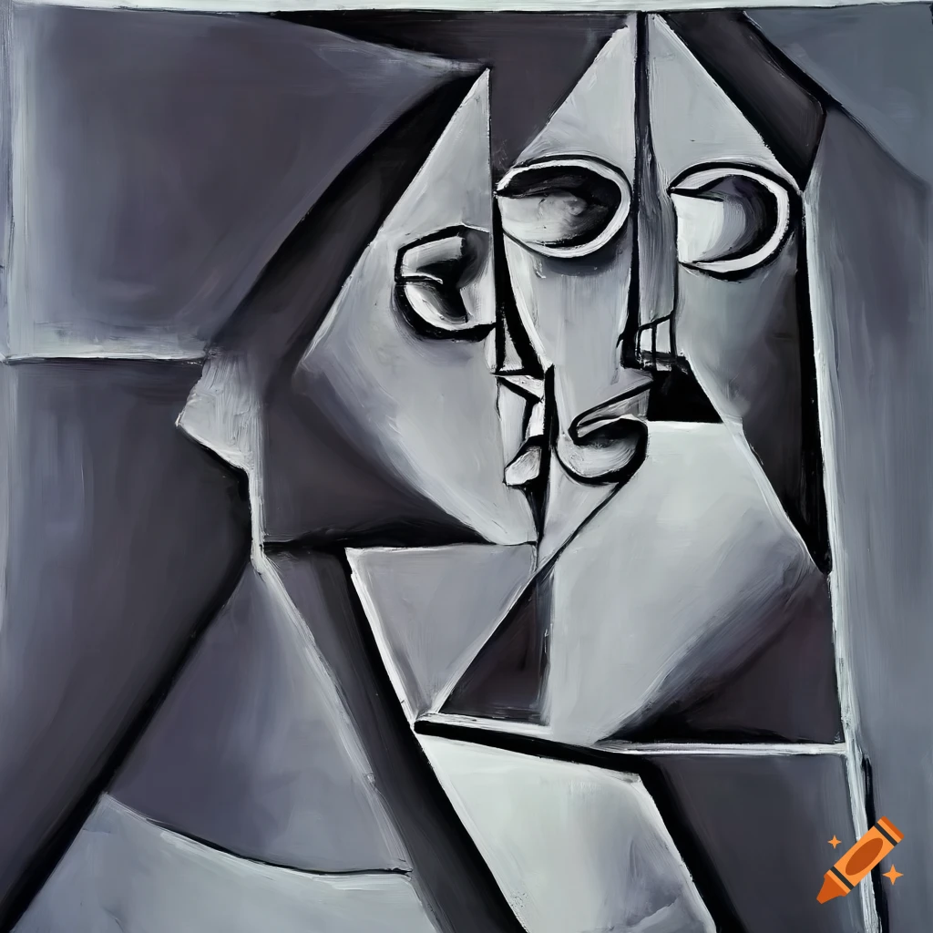 Cubism oil painting of two women kissing in Georges Braque style on Craiyon