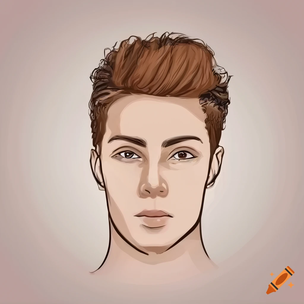 Portrait of a young male with light skin and brown hair in a vector ...