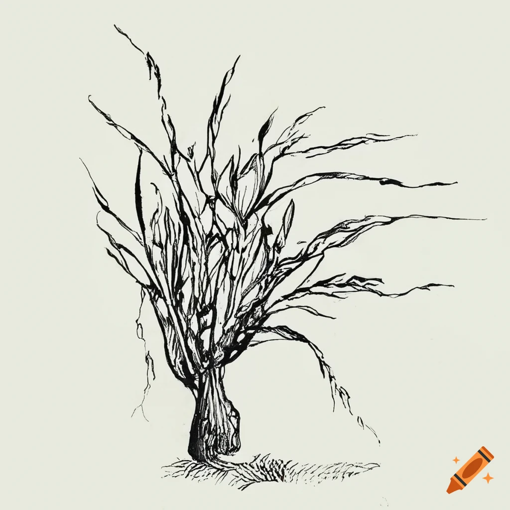 Rice plant ink drawing on Craiyon