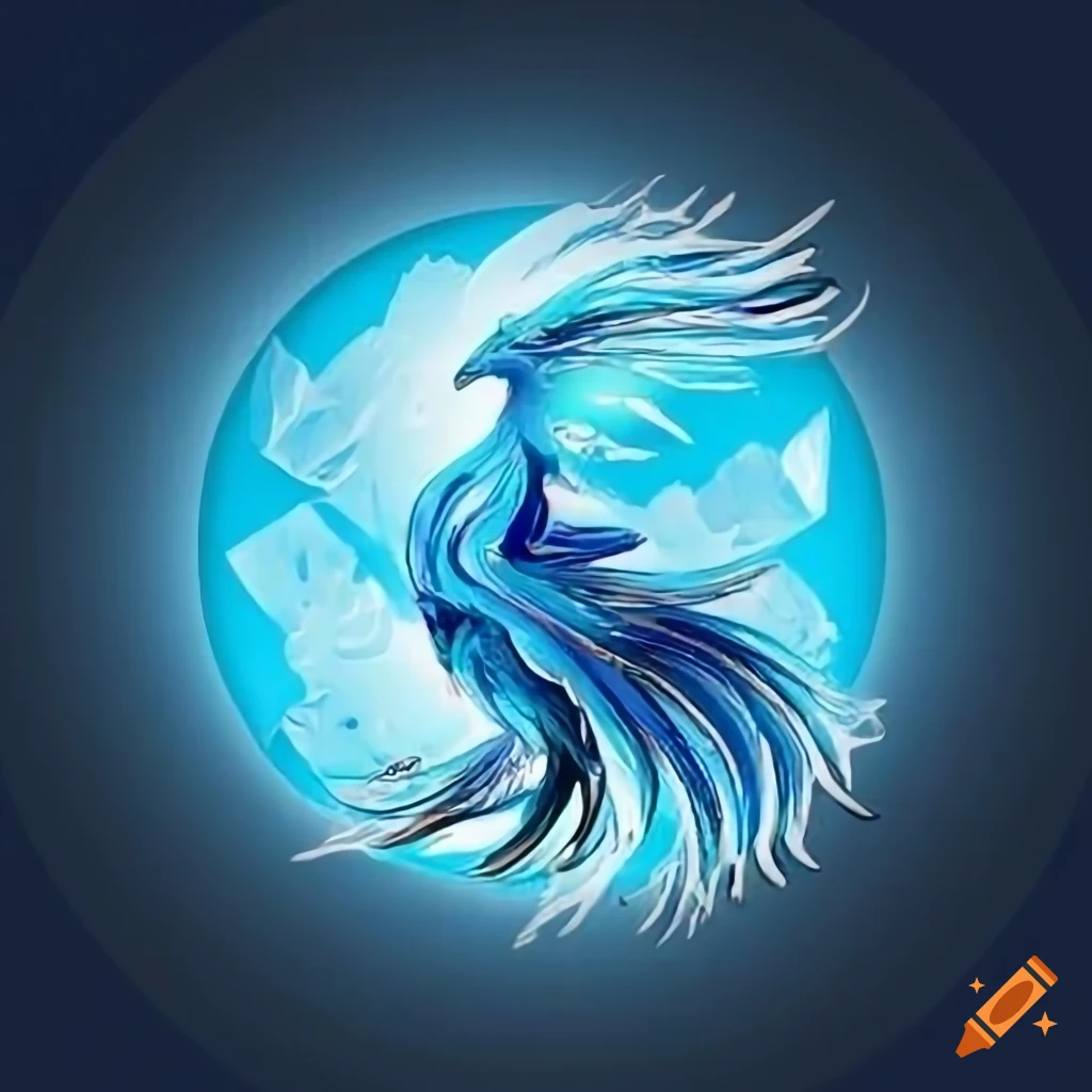 Ice phoenix circle icon on Craiyon
