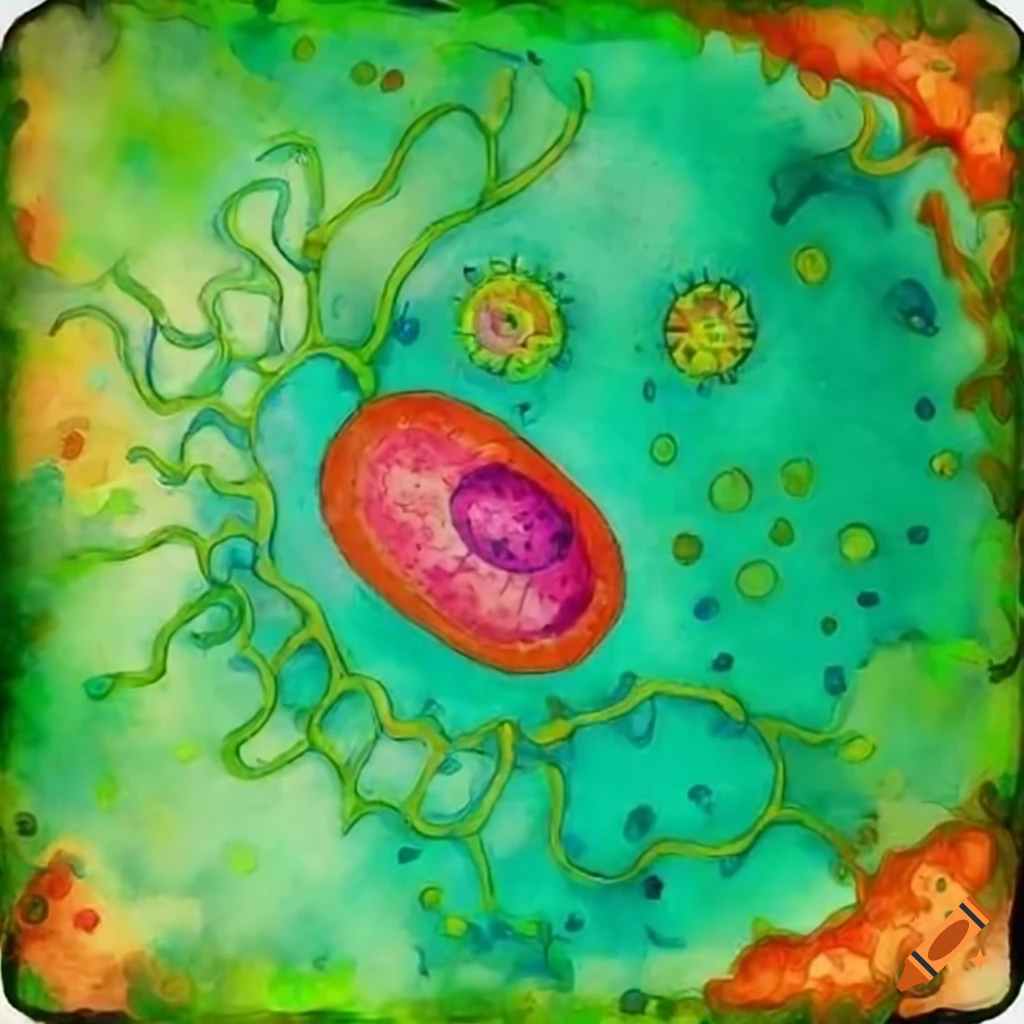 Illustration of virus attacking plant cell, representing destruction ...