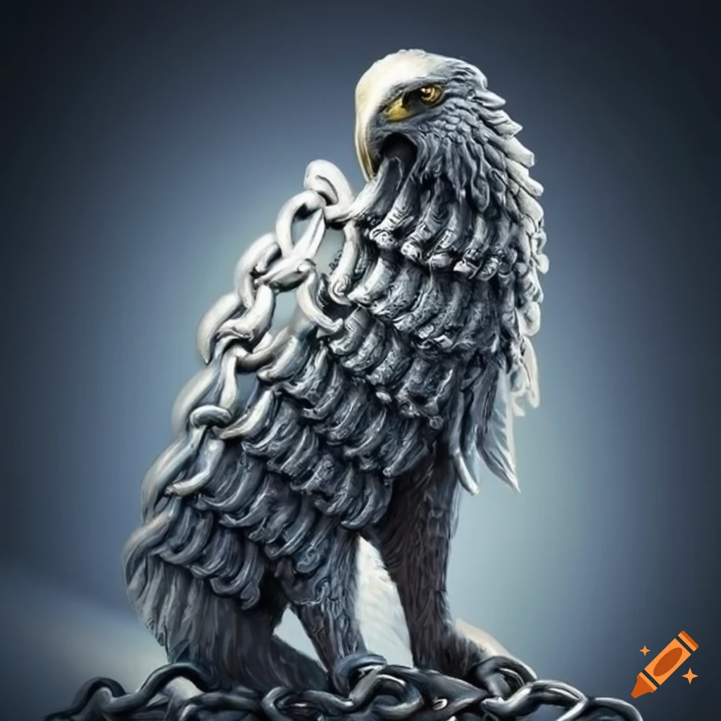 Griffin surrounded by silver chains on Craiyon