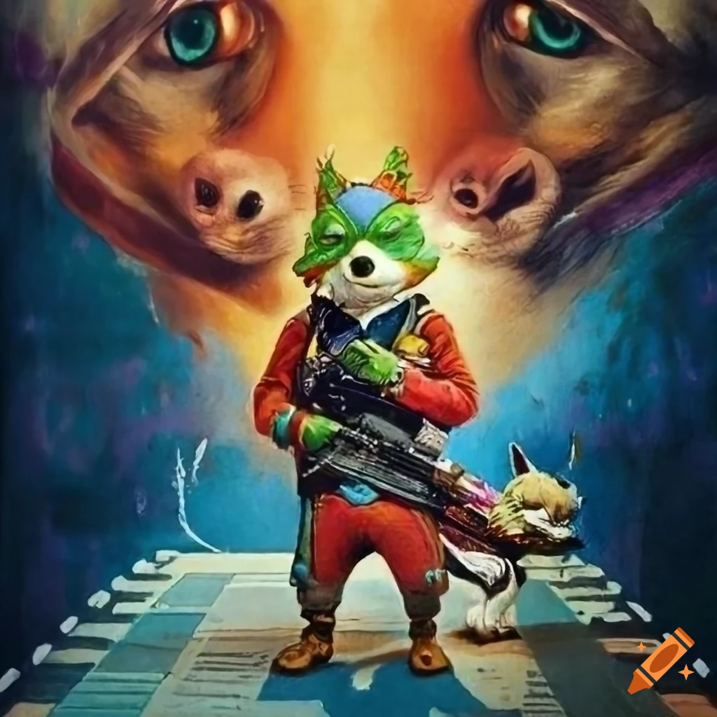 Intricate vintage star fox poster with detailed art style on Craiyon