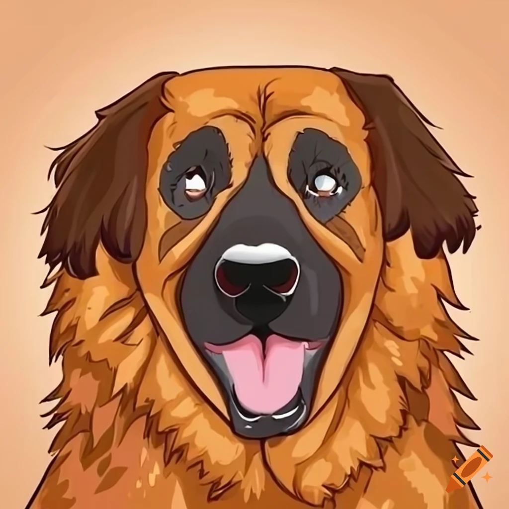 Cartoon illustration of a cute leonberger dog on Craiyon