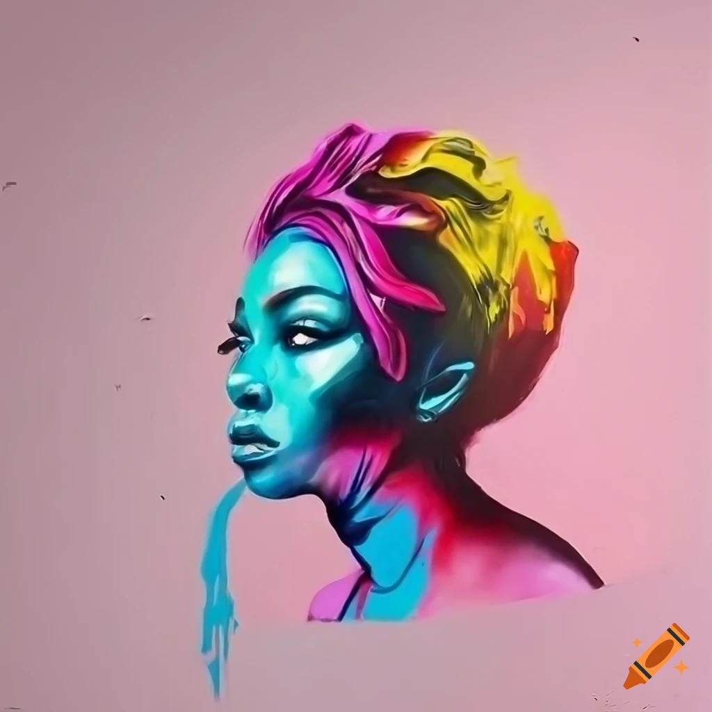 Sleek street art painting with flashy colors on Craiyon