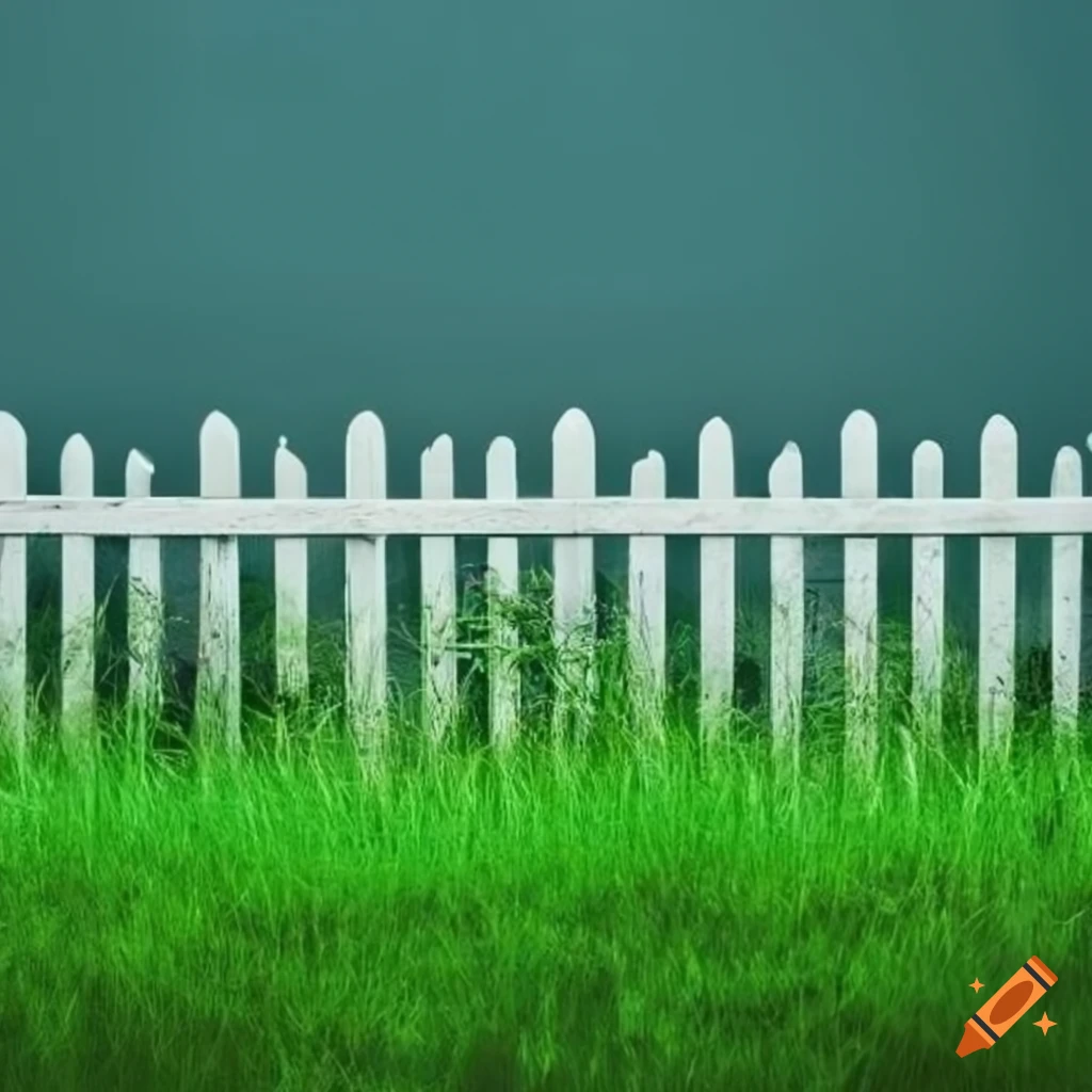 Grass and white picket fence background on Craiyon