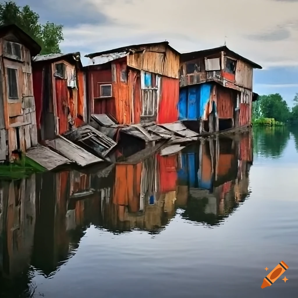 City slums with structures on stilts by Hans von Marées on Craiyon