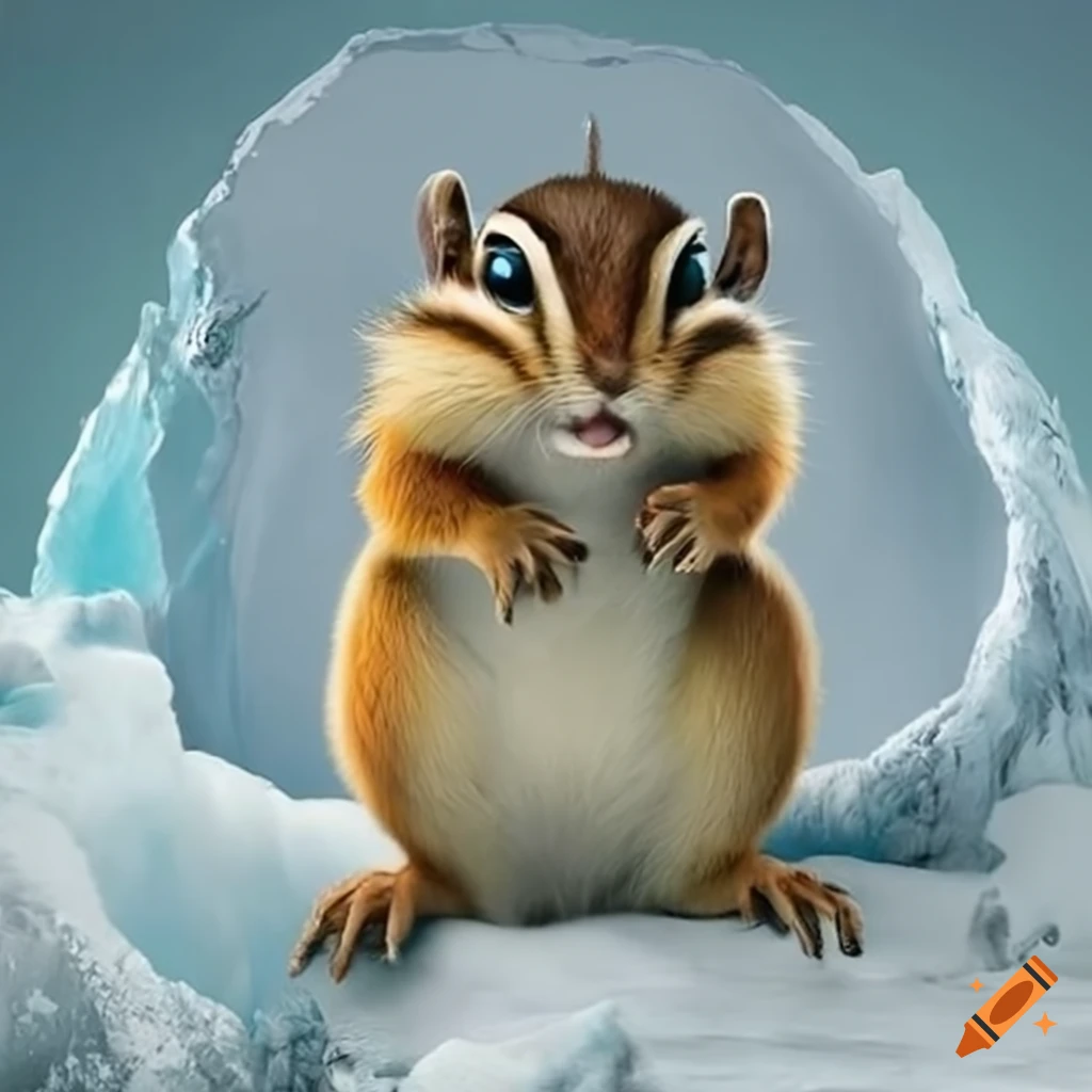 Fluffy chipmunk with blubber in ice age transformation on Craiyon