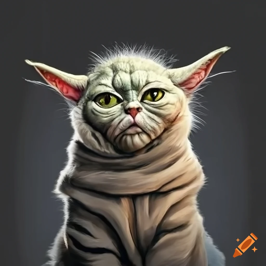 Fluffy cat named Yoda on Craiyon