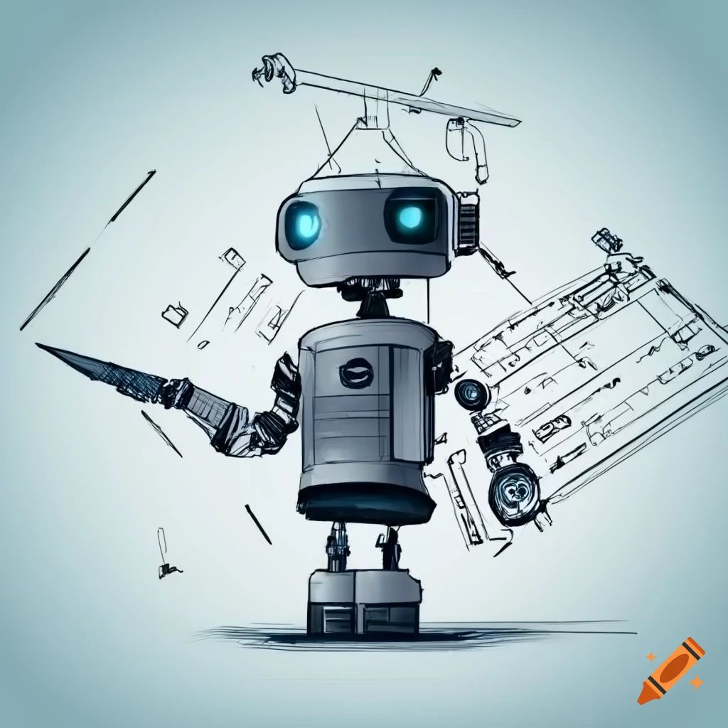 Architect robot drawing a house plan on Craiyon