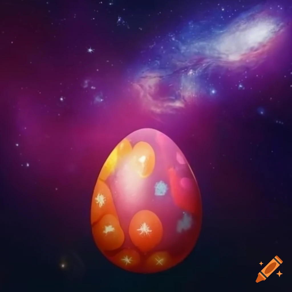 Three easter eggs on a cosmic background on Craiyon