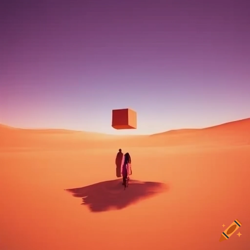 Cube in the desert landscape on Craiyon