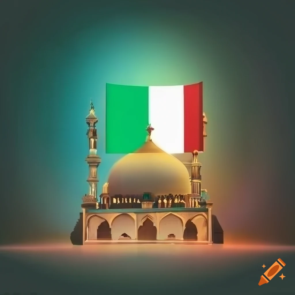 Light and soft artwork of an Islamic Ramadan scene with Italian flag ...
