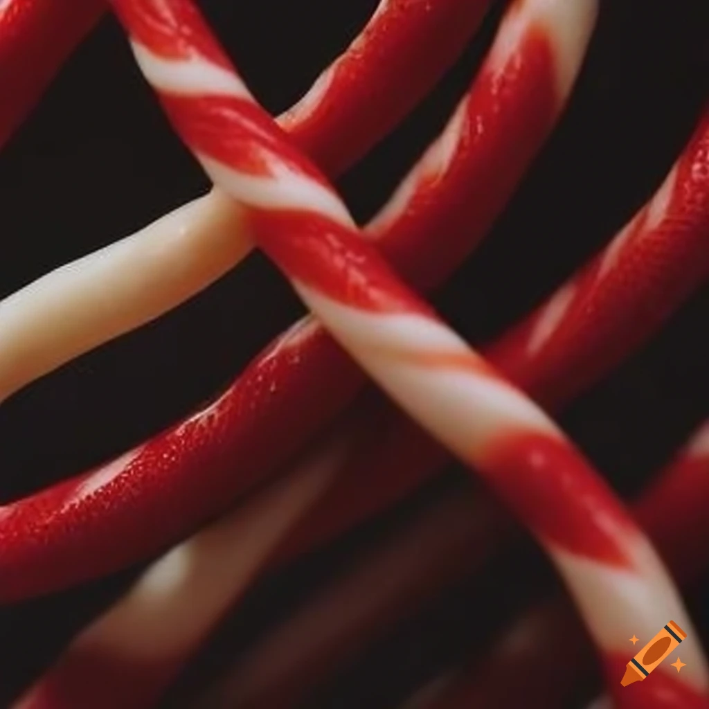 Red candy rope and nerds twirled together with cream filling on Craiyon