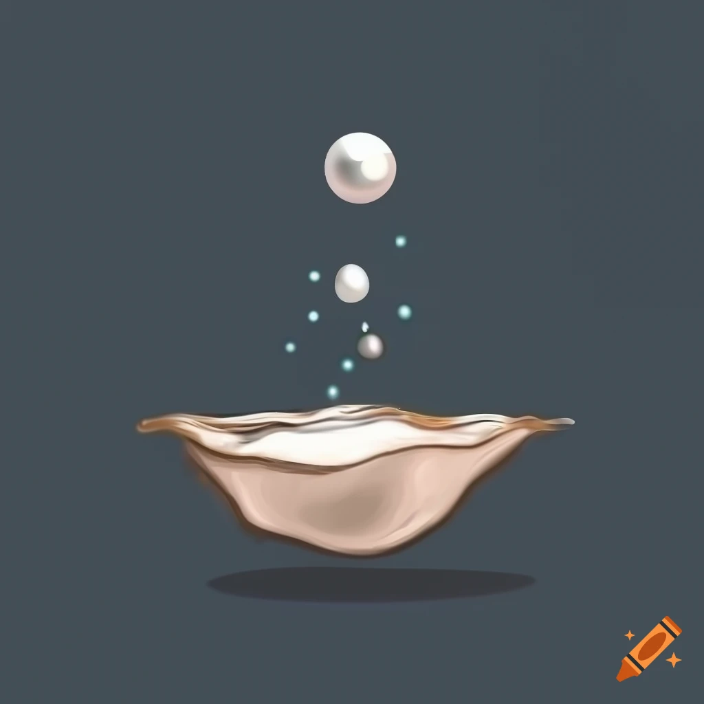 Simple 2d digital art of an oyster presenting a floating pearl on Craiyon